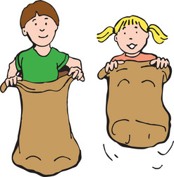 Little girl playing jumping sack race Royalty Free Vector