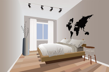 Bedroom concept interior with modern design bed Vector Image