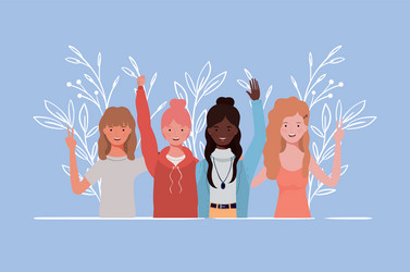 Young and beautiful interracial girls group Vector Image