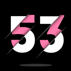 53 5 3 number logo design with a creative cut Vector Image