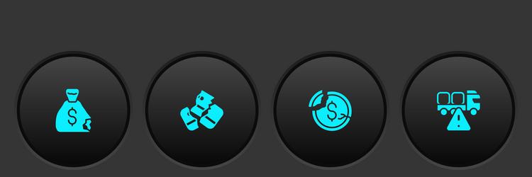 Set burning dollar bill stop delivery cargo truck Vector Image