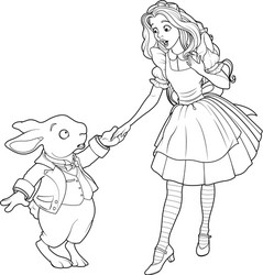Alice chasing after the rabbit Royalty Free Vector Image