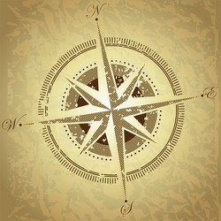 Marine theme compass and map Royalty Free Vector Image