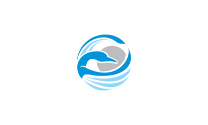 Swan tech line simplicity logo Royalty Free Vector Image