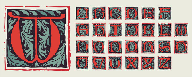 Alphabet set of medieval gothic initials Vector Image