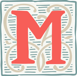 Medieval capital letter m logo in floral ornament Vector Image