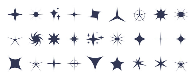 Retro futuristic sparkle icons collection set Vector Image
