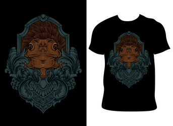 Vintage frog with engraving style Royalty Free Vector Image