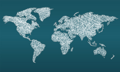 Line world map Royalty Free Vector Image - VectorStock