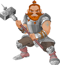 Dwarf is holding pickaxe and standing Royalty Free Vector
