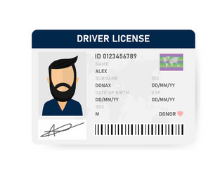 Realistic driver license women on white Royalty Free Vector