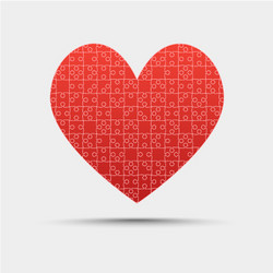 2 red piece puzzle heart valentines day love Vector Image