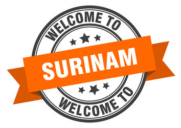 Welcome to surinam stamp Royalty Free Vector Image