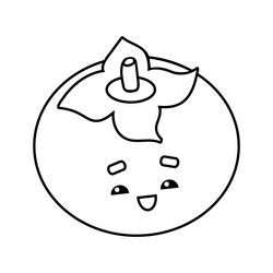 Coloring book persimmon with a cute face Vector Image