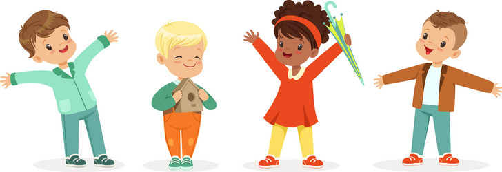 Kids standing in a row Royalty Free Vector Image