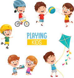 Kids playing outdoors Royalty Free Vector Image