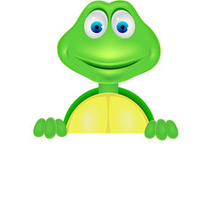 Turtle cartoon with blank sign Royalty Free Vector Image