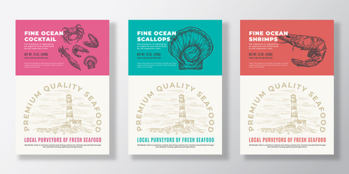 Seafood packaging design Royalty Free Vector Image