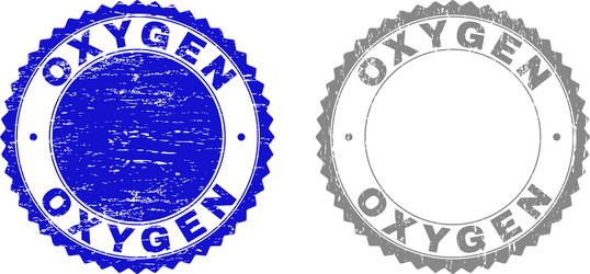Grunge oxygen textured round watermarks Royalty Free Vector
