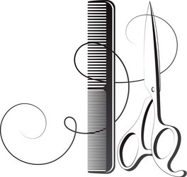 Scissors and comb design for a beauty salon Vector Image