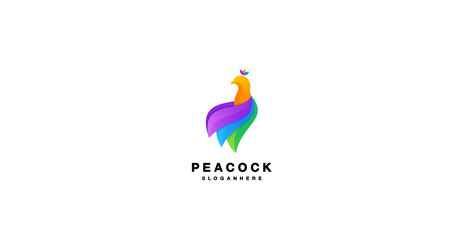 Peacock logo design gradient colorful icon Vector Image