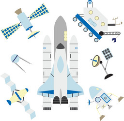 Space numbers and cosmic numeral with shuttle Vector Image
