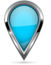Location pin blue and turquoise icons with chrome Vector Image