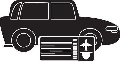 Car and boarding pass icon Royalty Free Vector Image