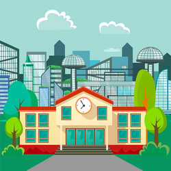 Modern school buildings exterior student city Vector Image