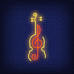 Musical notation with treble clef neon sign Vector Image