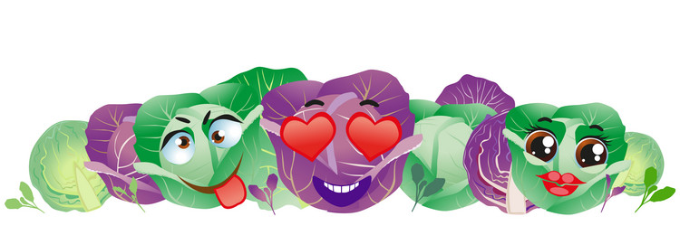 Cauliflower border cute cartoon green emoji Vector Image