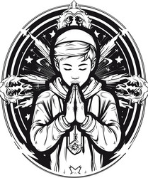 Praying kid Royalty Free Vector Image - VectorStock