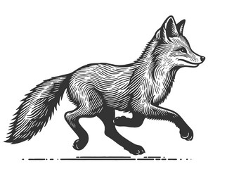 Fox engraving sketch Royalty Free Vector Image