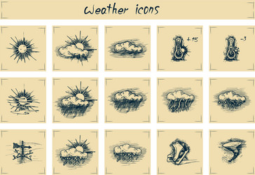 Vintage weather icons Royalty Free Vector Image