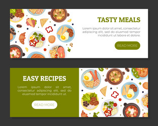 Egg food dish menu banner design with omelette Vector Image