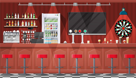 Bar pub counter interior cartoon Royalty Free Vector Image