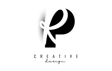 Pr modern letter logo design with swoosh Vector Image