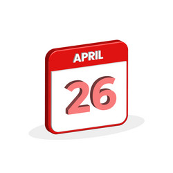 April 26 calendar design icon 2023 calendar Vector Image