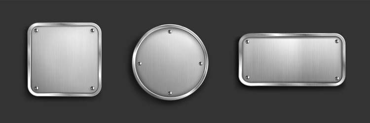 Set of steel tags with blank metal surface Vector Image