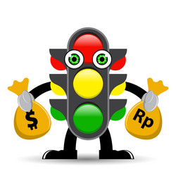 Cartoon traffic light character design Royalty Free Vector