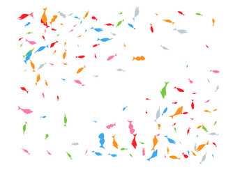 Colored hand drawn fish confetti background Vector Image