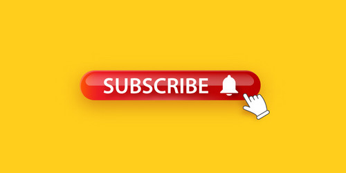 Orange subscribe button with ring bell isolated Vector Image
