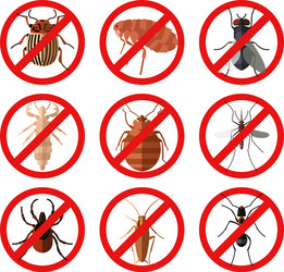Pest and insect control icons set Royalty Free Vector Image