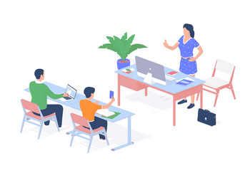 Lesson in modern digital classroom teenager Vector Image