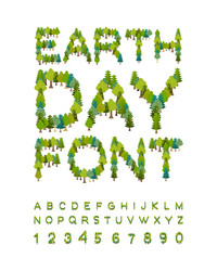 Forest font tree alphabet letter from nature Vector Image