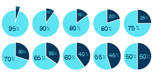 Infographics pie charts 5 to 100 percent Vector Image