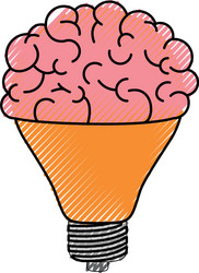 Brain cartoon with glasses and light bulb on top Vector Image