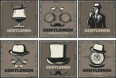 Vintage monochrome gentleman labels set Royalty Free Vector