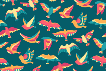 Flock of birds flying sky seamless pattern flying Vector Image