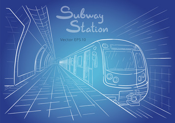 Hand drawn sketch subway station Royalty Free Vector Image